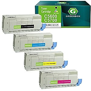 GREENBOX Compatible Toner Cartridge Replacement for Oki-Okidata 43324403 43324404 43324402 43324401 for OKI C5500 C5500N C5600 C5650DN C5700 C5800LDN C5950 Type C8 (1 Black 1 Cyan 1 Magenta 1 Yellow)