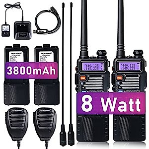 TIDRADIO UV-5R 8Watt Ham Radio Handheld Upgraded from TIDRADIO UV-5R Dual Band Walkie Talkies with 3800mAh Battery, Programming Cable, TD-771 Antenna (2 Pack)