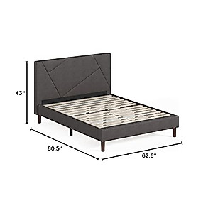 Zinus Judy Upholstered Platform Bed Frame / Mattress Foundation / Wood Slat Support / No Box Spring Needed / Easy Assembly, Queen,Grey