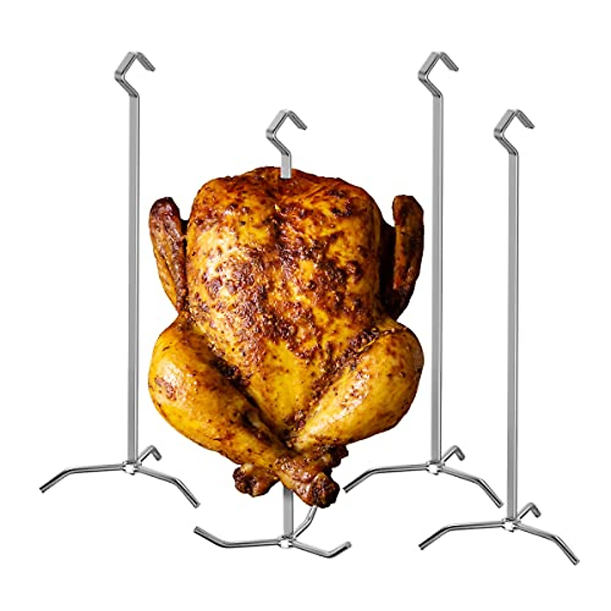 ODIEE Vertical Skewer/Super Skewers,Turkey Holder,Poultry Hanger for Pit Barrel Bronco Cooker Accessories,Smoking Whole Chicken/Turkey,Removable (4-Pack)