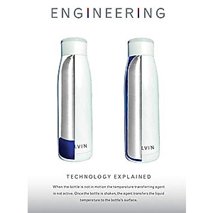 Kälvin Insulated Water Bottle, Charcoal Grey, 14.2 oz (420ml) - Shake to Activate Hand Warmer & Ice Pack, BPA Free, Hot Water Bottle