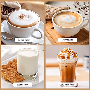 Milk Frother, 4-in-1 Milk Frother and Steamer, Non-Slip Stylish Design, Hot & Cold Milk Steamer with Temperature Control, Auto Shut-Off Frother for Coffee, Latte, Cappuccino, Macchiato (Black)