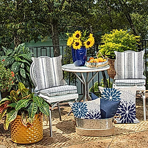 Black and White Outdoor Waterproof Striped Throw Pillow Covers 18x18 Inch Set of 2 Grey Blue Spot Decor Pillow Covers for Patio Funiture Garden Living Room