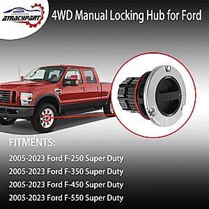 4WD Locking Hub Link 4x4 Front Manual Lock Hub Assembly - Compatible with 2005-2023 Ford F250 F350 F450 F550 Super Duty - Replaces# BC3Z3B396B, BC3Z-3B396-B