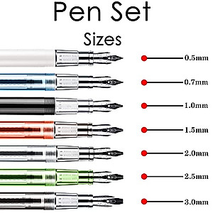 GC QUILL Calligraphy Set Fountain Pens 7 Different Size Nibs and 36 Assorted Ink Cartridges Kit for Calligraphy Lettering - Complete Easy Learning Set for Beginners F736