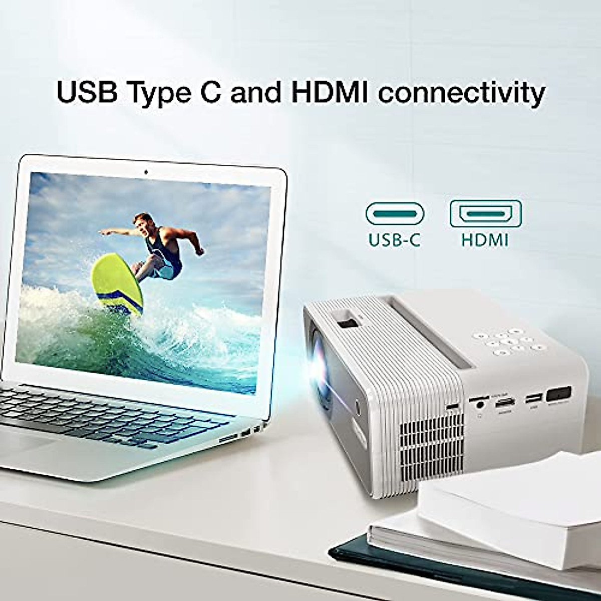 EZCast Beam H3, 2023 Upgraded Mini Projector, 10600 Lumens, Multimedia Home Theater Video Projector, Native 1080P, Compatible with HDMI, USB, Laptop, Tablet, iOS & Android Phone, Xbox, PS5, TV Stick