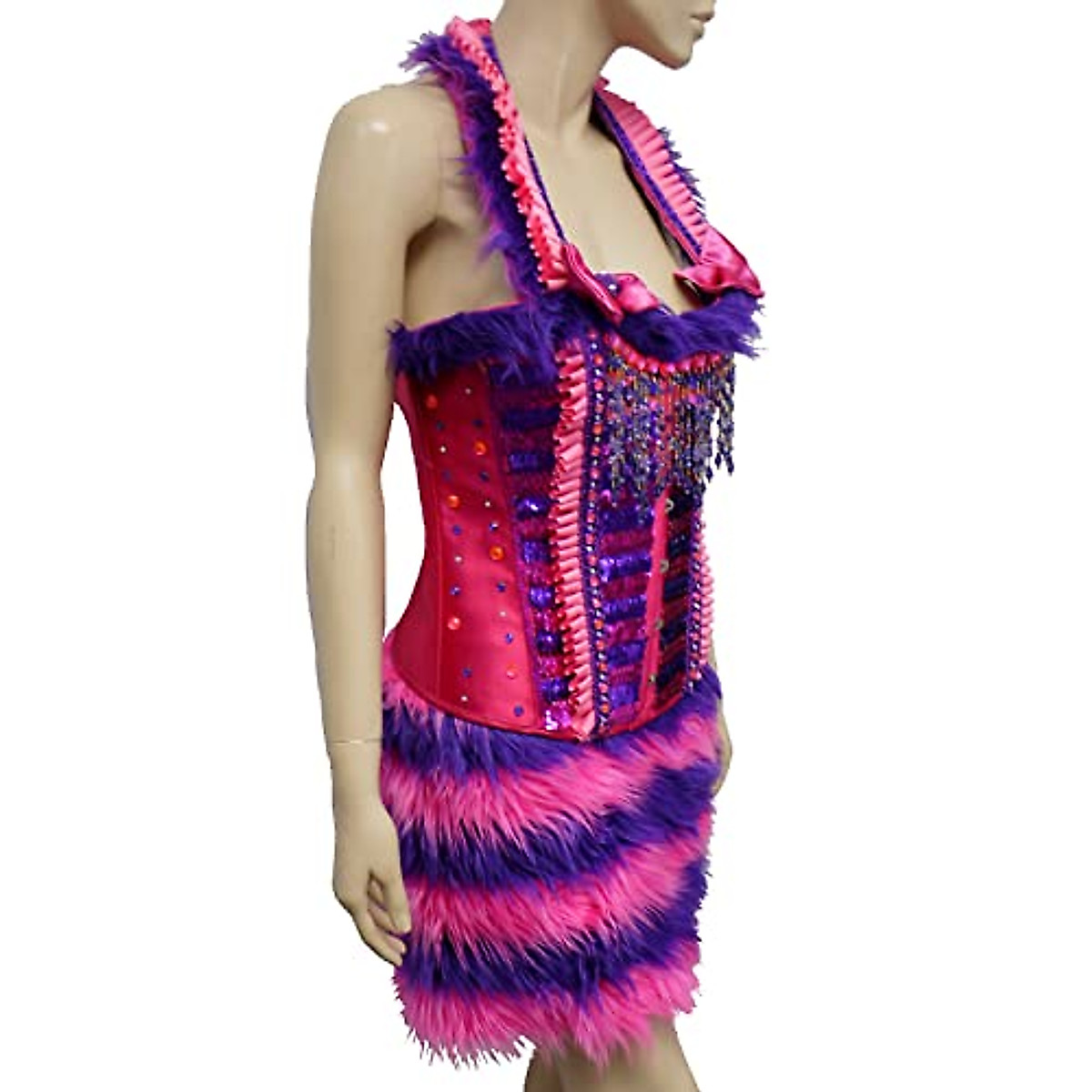 Alice in Wonderland Cheshire Cat Fur Rave Corset Costume