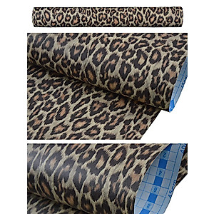 Self Adhesive Vinyl Leopard Contact Paper Shelf Liner for Cabinets Drawer Dresser Furniture Crafts Decor 17.7x117 Inches