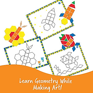 Learning Resources Pattern Block Activity Set, 20 Double-Sided Cards, Puzzles for Kids, Easter Gifts for Kids, Ages 4+