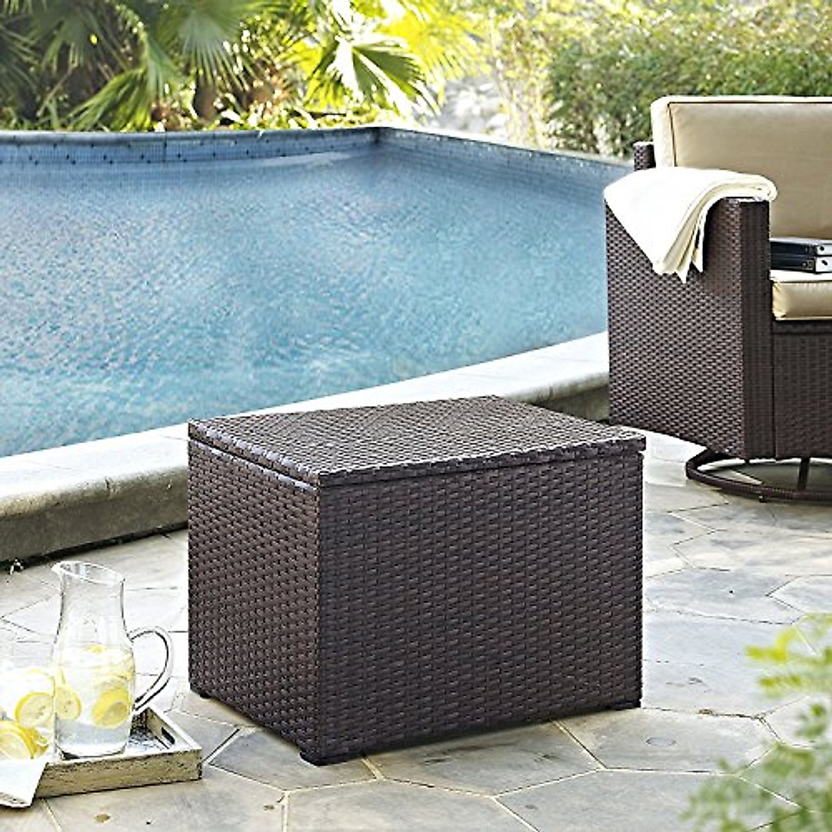 Crosley Furniture Palm Harbor Outdoor Wicker 60-Quart Cooler - Brown