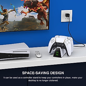Controller Charging Station for PS5 Dualsense Controller, Controller Charger for PS5 with LED Indicator, Fast Charging Stand Dock for PS5 Controller, Charging Station for PlayStation 5 Controllers