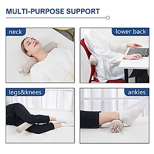Buckwheat Pillow for Sleeping 3" x 16" Organic Cotton Adjustable Firm Cervical Roll Bolster Cylinder Recliner Neck Roll Pillow for Sleeping Pain Relief Round Neck Support Lumbar Bed Legs Back Yoga
