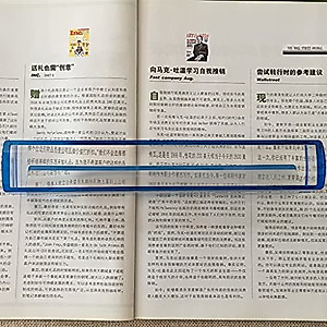 VISIONU 10 inch 5X Magnifier with Reading Tracking Line Measuring Scale Blue Raised Domed Bar Magnifying Glass