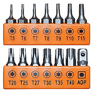 14-Piece Tamper-proof Torx Bit Set, S2 Alloy Steel T5-T40 Security Tamper Resistant Star Bits. ALWORKKIT Gifts for men