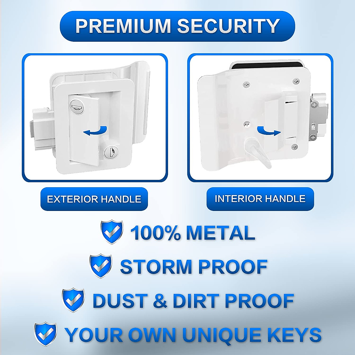 RV Door Lock 2 Pack White Camper Door Lock Travel Trailer Door Latch Zinc Alloy RV Entry Door Latch RV Door Lock Replacement Kit with Keys for Camper Horse Trailer Cargo Hauler