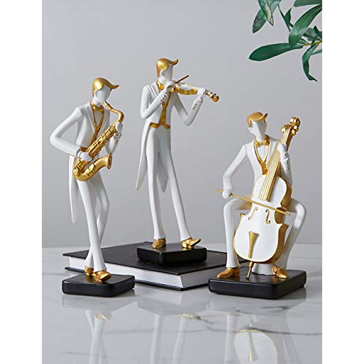 HAUCOZE Music Decor Figurine Cello Statue Modern Sculpture Home Gifts Table Centerpiece Crafts Polyresin Arts 8.5inch