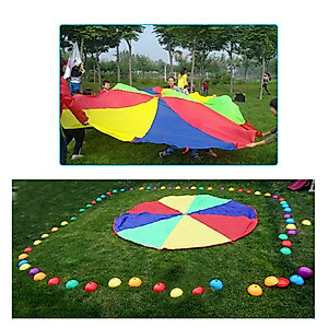 AMYESE 16.4ft Rainbow Parachute for Outdoor Party Games, Kids Play Parachute Group Cooperative Team Game Toys, Family Get-together Entertainment