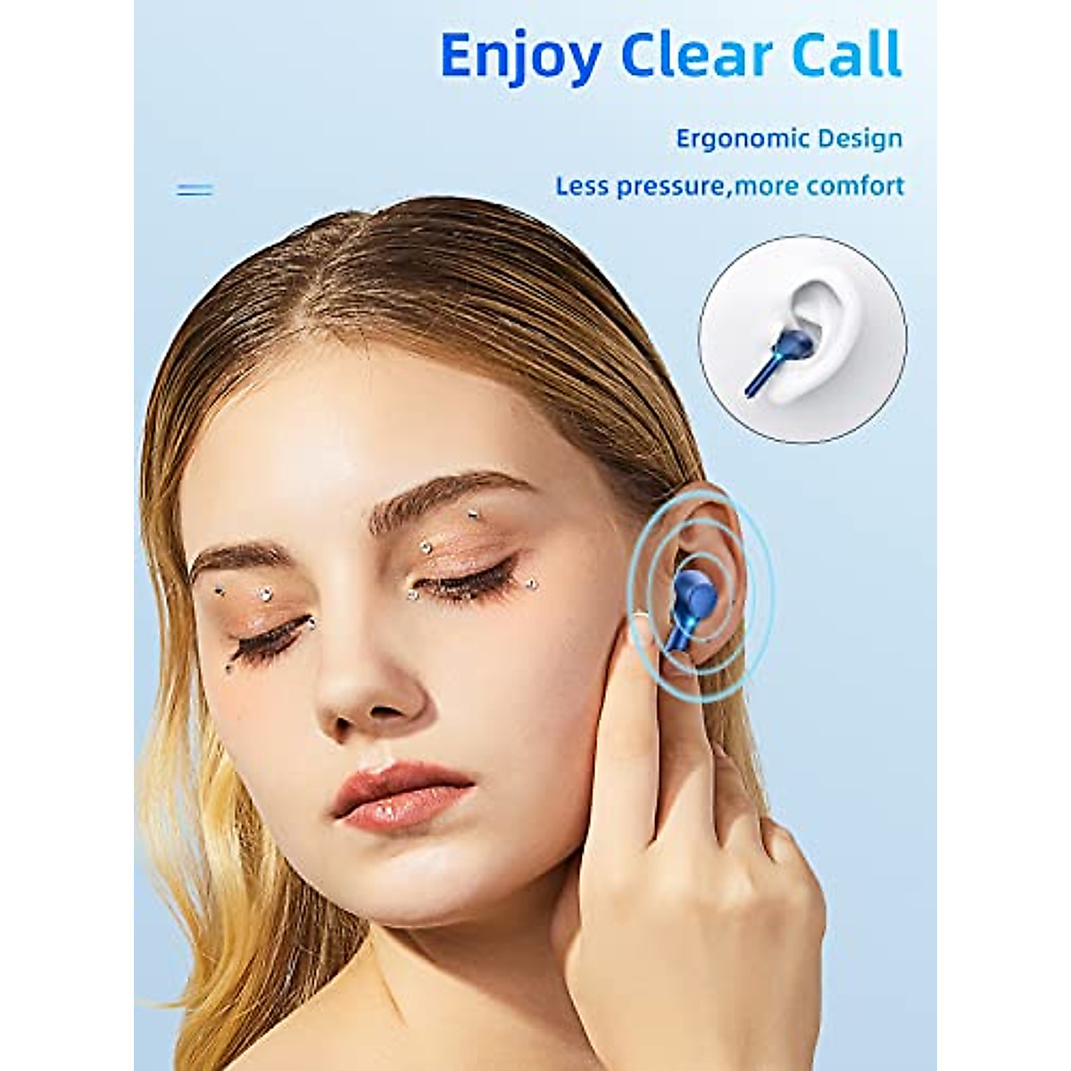 Earbuds Wireless, Noise Cancelling ENC Clear Call Ear Buds with 4 Mic,Bluetooth Headphones 4 Dynamic Drivers,Waterproof Earphones, Immersive Sound Premium Stereo Headset for iPhone Android(Blue)