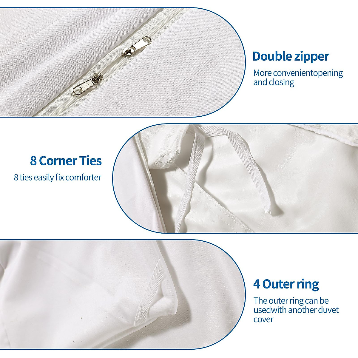 Lxztayuk White Waterproof Duvet Cover, Knitted Fabric Waterproof Duvet Protector with Zipper, Reversible Bed Comforter Protector with Corner Ties for Kids, Elder, Pets, Dog, Cat (King，90 in X 106 in)