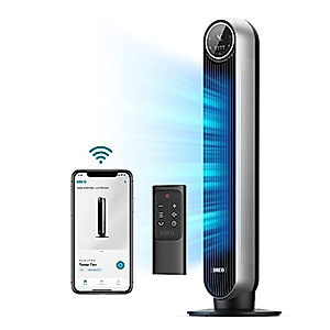 Dreo 42 Inch Smart Tower Fan, 90° Oscillating Fan, WiFi Alexa Fan, Voice Control & Nomad One S Alexa Fan, Quiet Tower Fan with Remote, 90°Oscillating Fan with Voice Control, Silver, 36inch(DR-HTF007S)