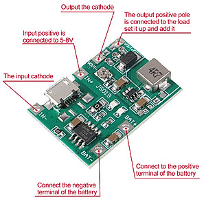 5PCS 3.7V 4.2V Lithium Liion Battery Charger Board Adjustable DC-DC Step Up Module Boost Charge Discharge Integrated Module TP4056 DIY Kit Parts