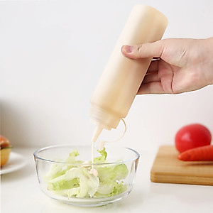 TACYKIBD 6 Pcs 8 Oz Condiment Squeeze Bottles, Plastic Squeeze Squirt Bottles with Twist on Caps and Measurement, Container Dispenser for Ketchup Mustard BBQ Sauces Salad Dressings Olive Oil