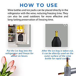 Active Wine Cooler, Freezer Sleeve, Cooler- Carrier, Quick Cooling, Cooling and Keeps Your Drink Cold Keep Cool and Chill Champagne Wine (2 Packs)