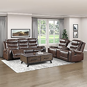 Lexicon Derringer Wall Hugger Manual Double Glider Reclining Loveseat, Brown