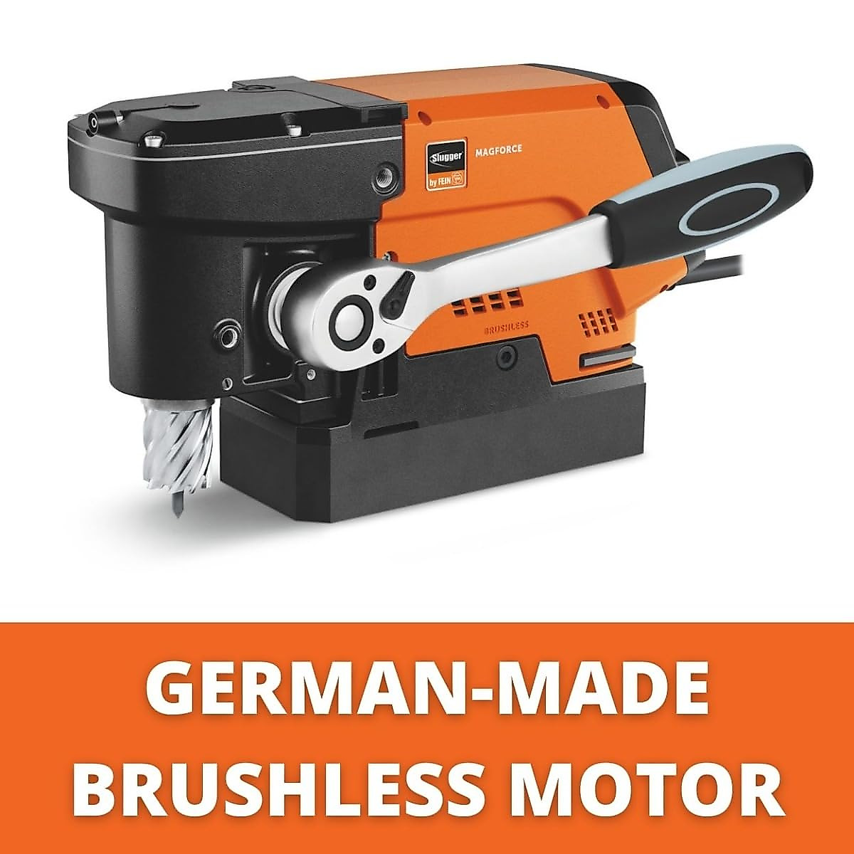 Fein JMC Magforce 90 Magnetic Base Drill with Brushless Motor for Work in Hard-to-Reach Areas - 1,200W, 1-3/8" HSS Cutter Max. Diameter, 1-3/8" Cutting Depth - 72732362090