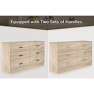 Bigbiglife Wood Dresser for Bedroom, 6 Drawer Double Dresser with Metal Handles, Sturdy and Modern Chest of Drawers (Light Oak)