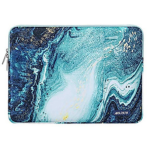 MOSISO Laptop Sleeve Compatible with MacBook Air/Pro, 13-13.3 inch Notebook, Compatible with MacBook Pro 14 inch 2023-2021 A2779 M2 A2442 M1, Polyester Vertical Creative Wave Marble Bag with Pocket