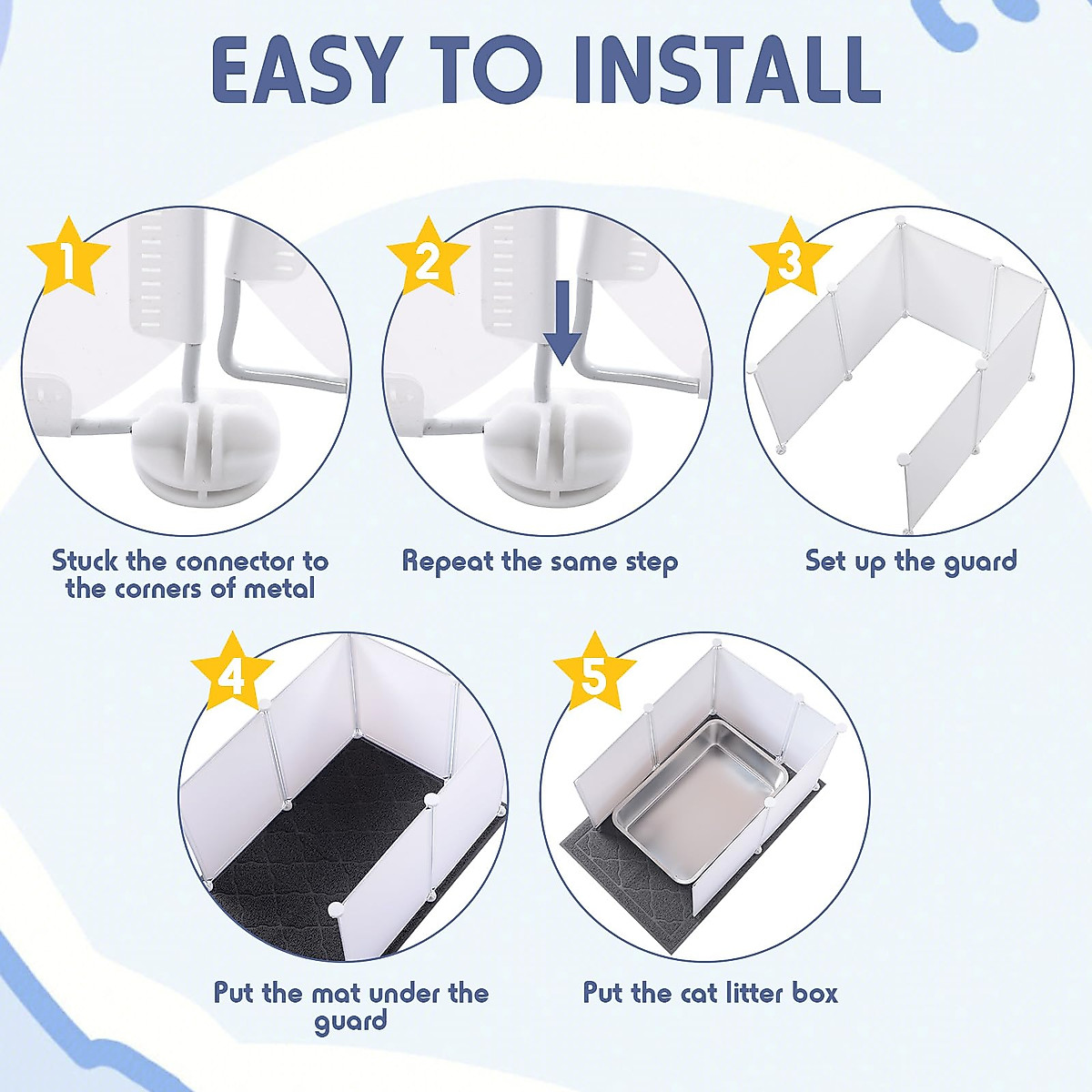 Tioncy 2 Set Stainless Steel Cats Litter Box Extra Large Metal with 2 Scoop, 12 Splash Guard and 2 Mat, Never Absorbs Odor, Easy Clean, 23.6 x 15.7 x 5.9 Inches