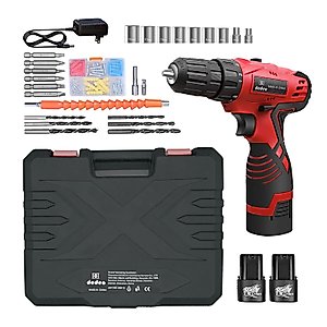 Dedeo Cordless Drill/Tool Kit, 88PCS 16.8V Impact Drill Driver Set with Charger and 2PCS Li-Ion Batteries, Built-in LED Light, 2-Variable Speed, 3/8" Keyless Chuck, 18+1 Metal Clutch, Home Improvement