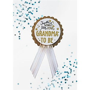 Grandma to Be Pin Twinkle Little Star Baby Shower Pin White & Gold for Nona to wear, It's a Girl, It's a Boy Baby Sprinkle