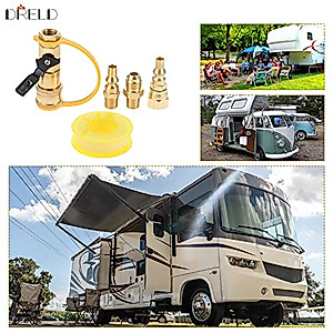 1/4” RV Quick Connect Propane Adapter Shutoff Valve and Full Flow Plug Kit, with 3/8” Male Flare Fitting to Quick-Release Connection for Pressure Regulator or Hook RV Hose Pipe Lines, Gas BBQ Grill
