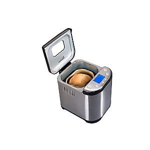 FRIGIDAIRE Bread Maker Machine with Nonstick Bowl, Bread Hook, Measuring Cup & Spoon. 15-in-1, Gluten-Free Bread, Cake& Yogurt, 3 Crust Colour options and more. 3 Loaf Sizes. 2LB XL- Stainless Steel