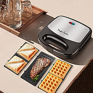 Taylor Swoden Sandwich Maker 3 in 1,Compact Waffle Maker with Removable Plates,Electric Panini Press Grill with Non-Stick Plates, LED Indicator Lights, Cool Touch Handle, Anti-Skid Feet