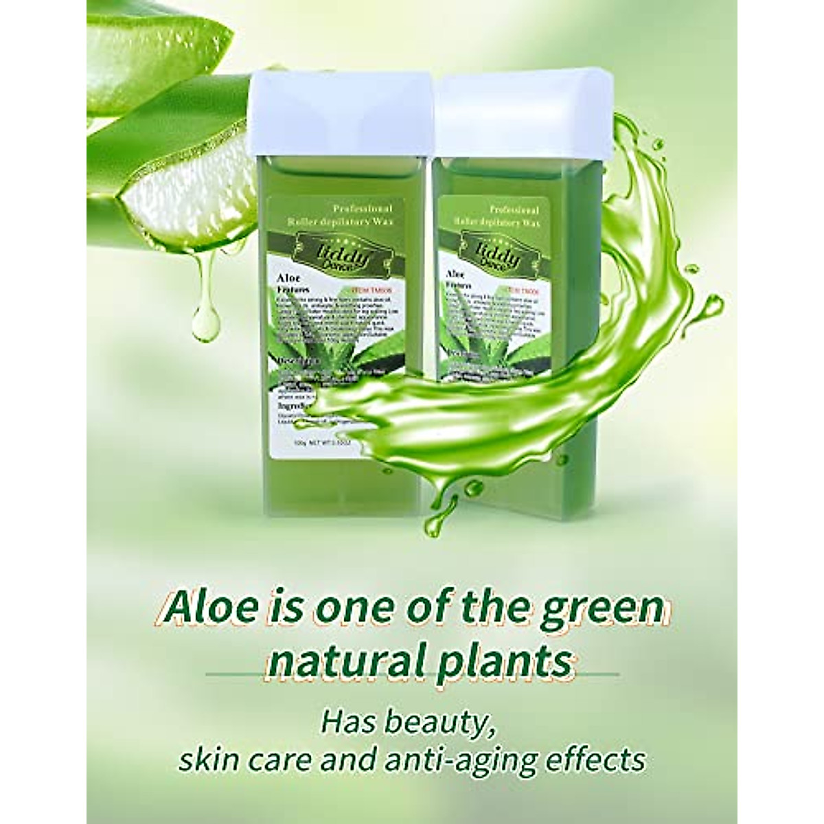 Roller Waxing Kit for Sensitive Skin, Aloe roll on wax cartridge warmer for arms, legs and larger areas of the body hair removal, at home waxing kit for women and men