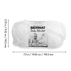 Bernat Baby Blanket White Yarn - 3 Pack of 100g/3.5oz - Polyester - 6 Super Bulky - 72 Yards - Knitting/Crochet