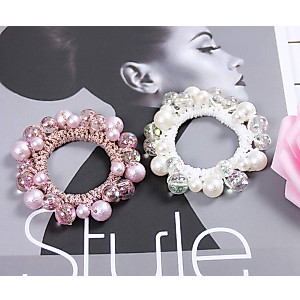 BENPIN Pearl Hair Ties Elastic (4Pcs), Pretty Fancy Hair Scrunchies Hair bands Ponytail Holder Cute Fashion Hair Accessories Ideal For Women Girls Kids (Type 1918)