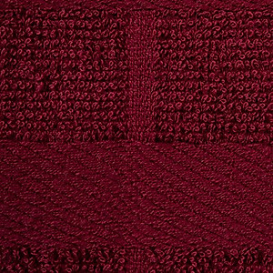 DII Basic Terry Collection Solid Windowpane Dishcloth Set, 12x12, Wine, 6 Piece