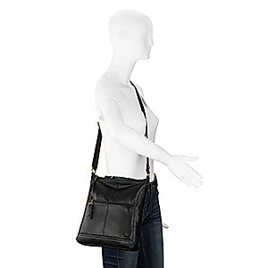 Sakroots Iris Crossbody Bag in Leather, Casual Purse with Adjustable Strap & Zipper Pockets, Multifunctional & Sustainably-Made, Black