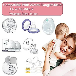 Silicone Flange Insert 13/15/17/19/21mm, Compatible with Medela, Willow, Momcozy S9/S10/S12 Wearable Hand Free Breast Pump Flange Insert, Reduce 24mm Shield/Flange Nipple Tunnel Down to Correct Size