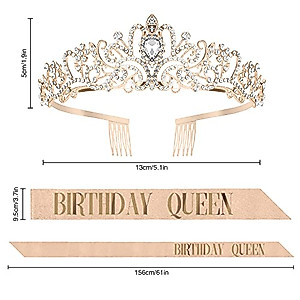 Birthday Sash for Women, Birthday Crown, Birthday Tiara, Birthday Queen Sash and Tiara for Women, Birthday Headband for Girls, Princess Crown, Happy Birthday Crown and Sash, Birthday Decorations