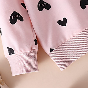 CM C&M WODRO Toddler Girls Clothing Sets Valentine Fashion Sweatshirts Baby Fall Winter Outfits Heart Print Top and Pants(Red,18-24 Months)