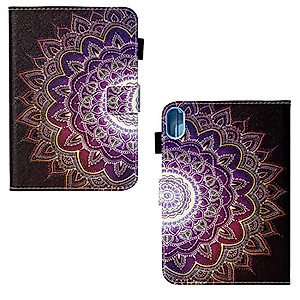 UUcovers iPad Mini 6 Case 2021 with Pencil Holder [Auto Wake/Sleep] Magnetic Smart PU Leather Folio Stand Wallet Soft TPU Shockproof Cover for Apple iPad Mini 6th Gen (8.3"), Purple Mandala Flower