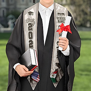 Custom Mexican American Flag Graduation Sash 2024, Mexican Graduation Sash, Mexico Graduation Stole Customize 10