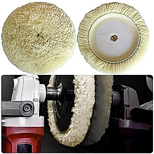 Wool Buffing Pad Kit 7Inch 3PCS, 100% Natural Wool Car Auto Hook and Loop Grip Buffing Pad for Compound Cutting & Polishing for Car,Boats, Trucks and RVs Polishing Motorcycle Washing Machine