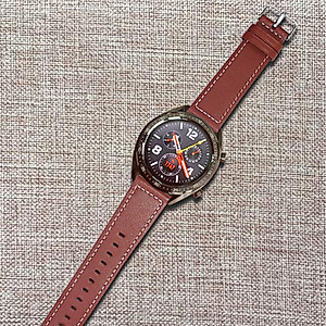 SourceTon Compatible with Huawei Watch GT/GT2 Leather Watch Band and Screen Protectors, Leather Replacement Wristbands (Brown) with Metal Buckle and Screen Films for Huawei Watch GT/GT2