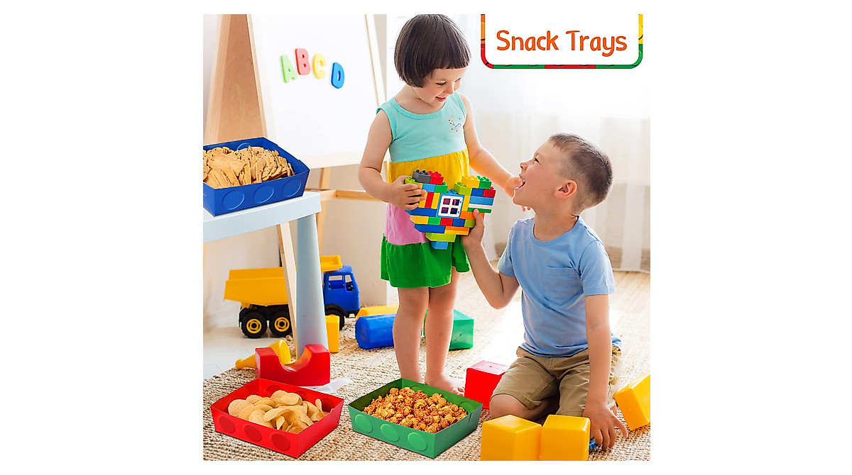 25 Pcs Building Block Party Favor 5 lb Paper Food Trays Large Brick ...